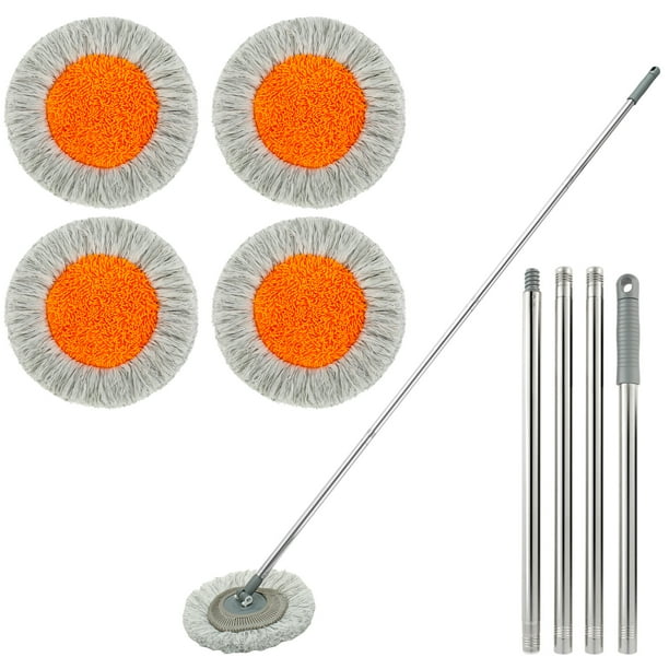 Microfibre Floor Mops Reusable Round Cleaning Mops with 4 Removable ...