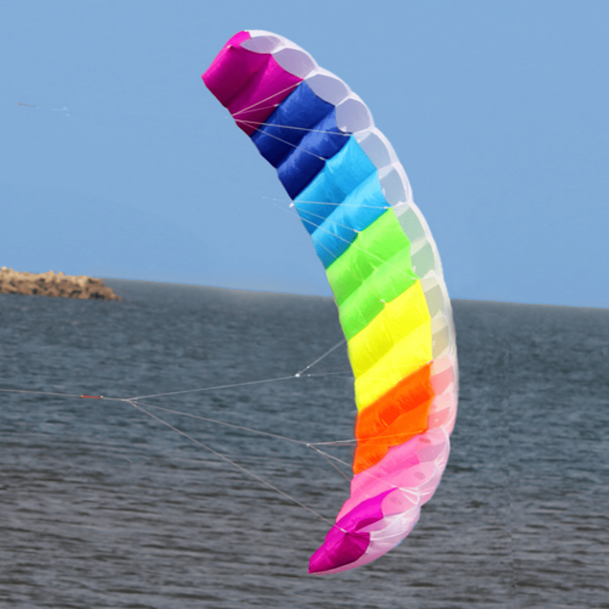 Colorful Rainbow Power Dual Lines Stunt Kite Parafoil Parachute rainbow ...