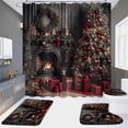 Christmas shower curtain four piece set high-definition digital ...