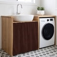 Cabinet Curtains 35"W x 35"L, Solid Brown Sink Skirt for Bathroom ...