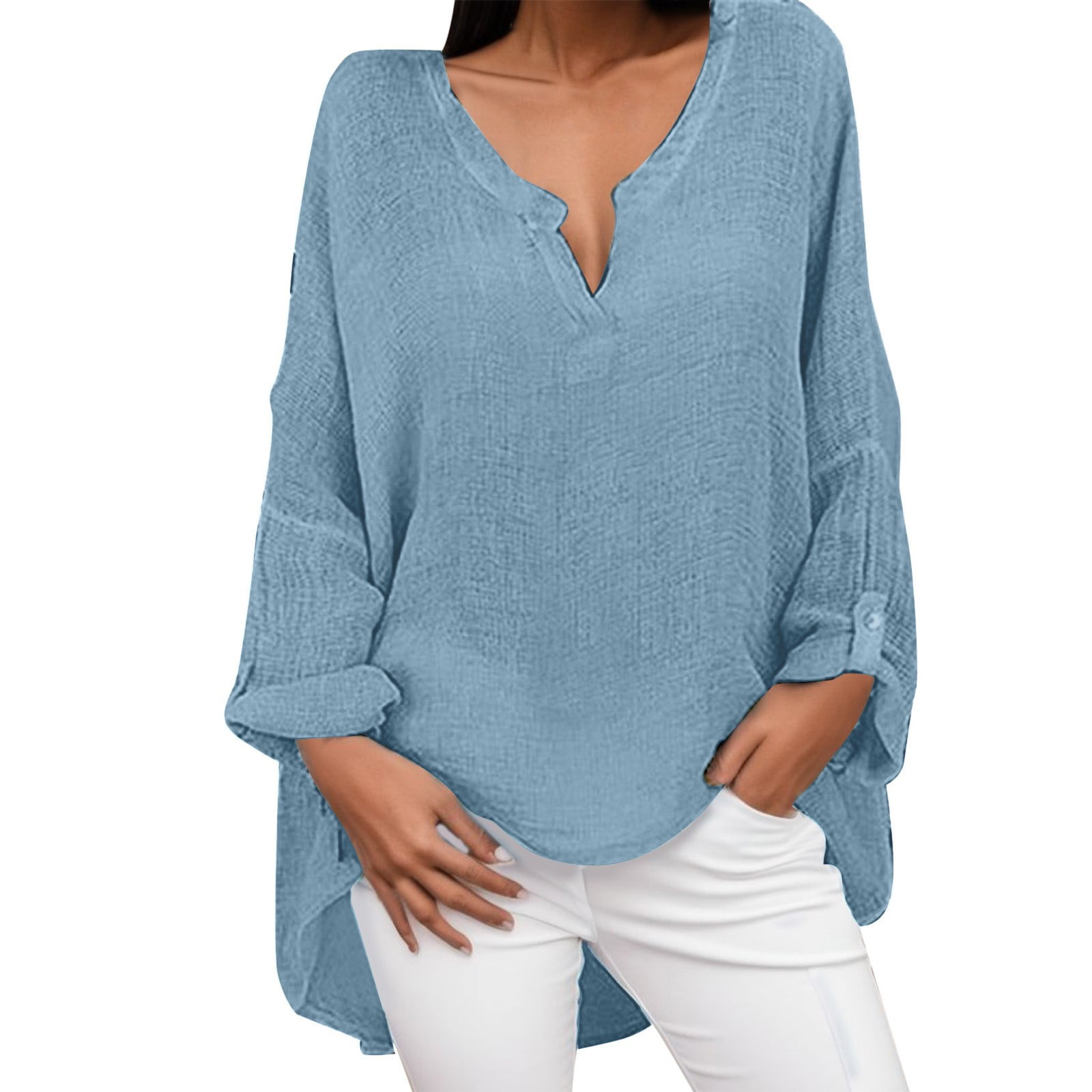 Click here for Xiaoyonnn Plus Casual Womens Blouse V Neck Sleeve... prices