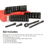 CASOMAN 1/2" Drive Master Socket Set, 36 Pc SAE/Metric, w/ Extension ...