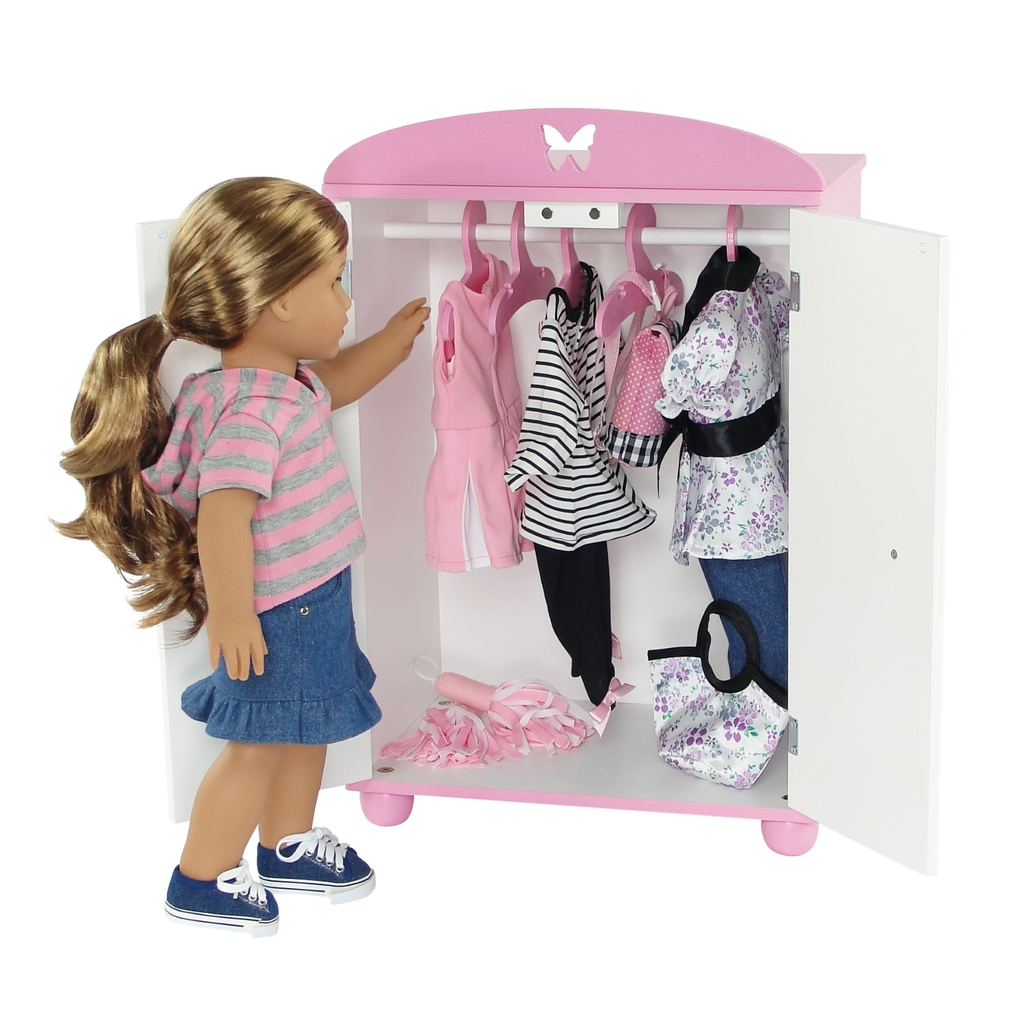 Emily Rose 18 Inch Doll Armoire Closet Doll Clothes Storage with ...