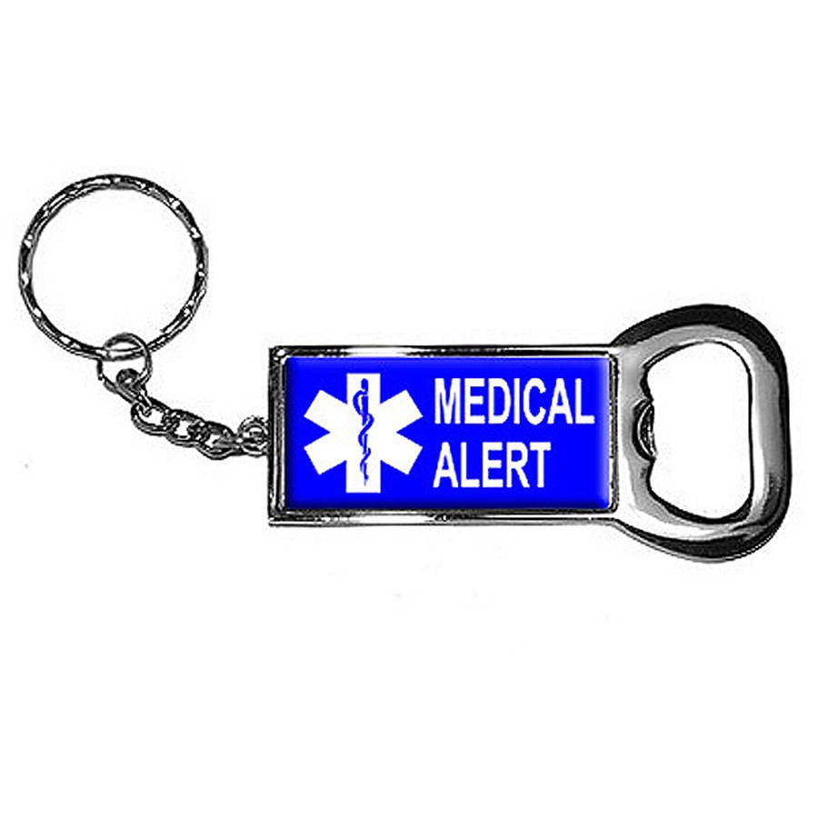 Medical Alert Keychain Key Chain Ring Bottle Bottlecap Opener - Walmart.com