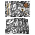 Black Fronds Placemats Set of 2, Black Slate Leaf Plant Canvas Weave ...