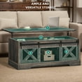 Dextrus Farmhouse Lift Top Coffee Table with Storage & Sliding Door ...