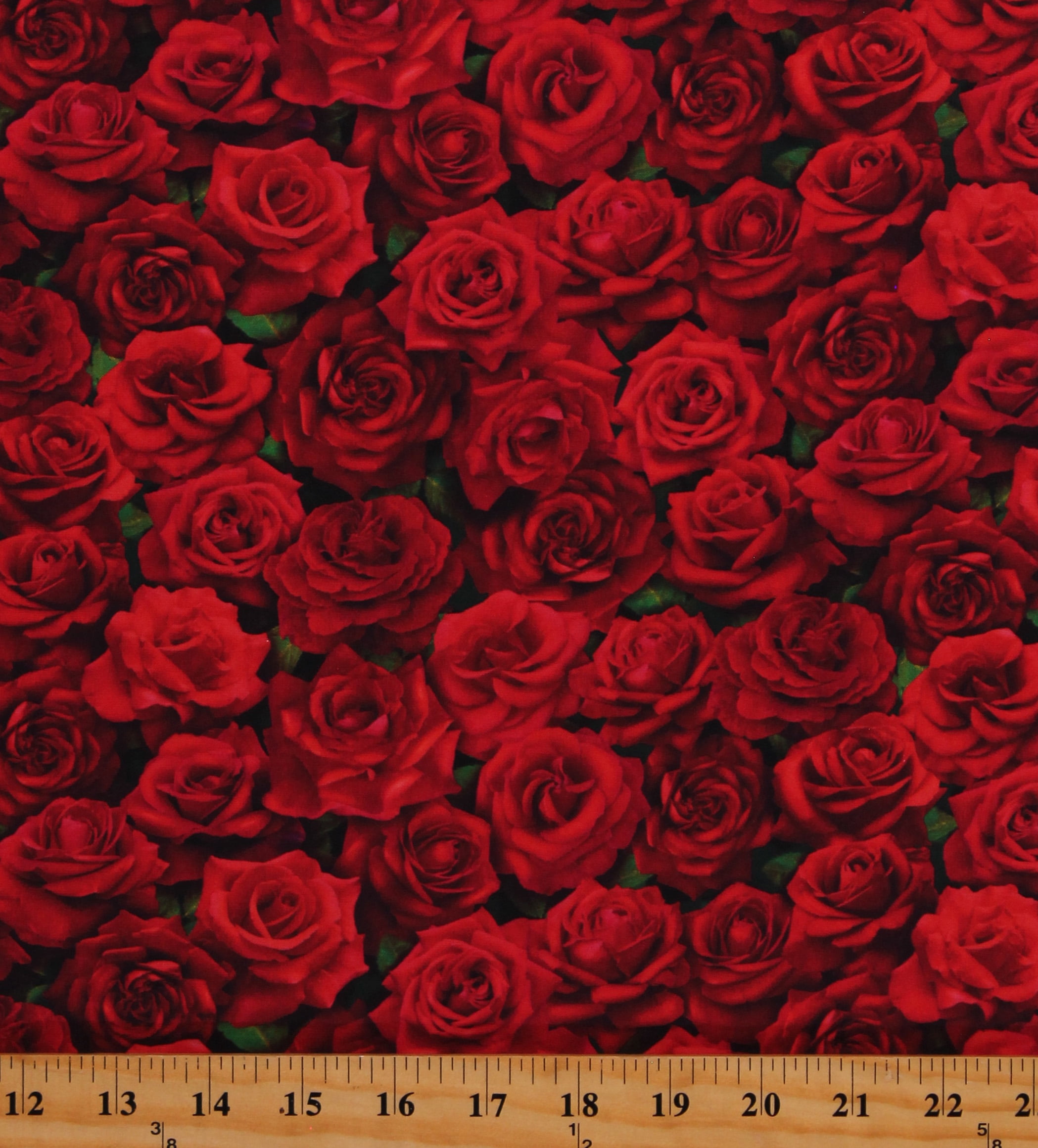 Cotton Red Roses Love Valentine's Day Floral Flowers Cotton Fabric ...