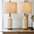 "Oneach 24"" Resin Bedside Lamp Set of 2 for Bedroom, Traditional ...