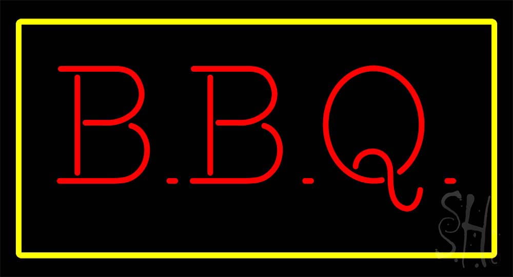 Yellow Border Red BBQ Animated LED Neon Sign 13 x 24 - inches, Clear ...