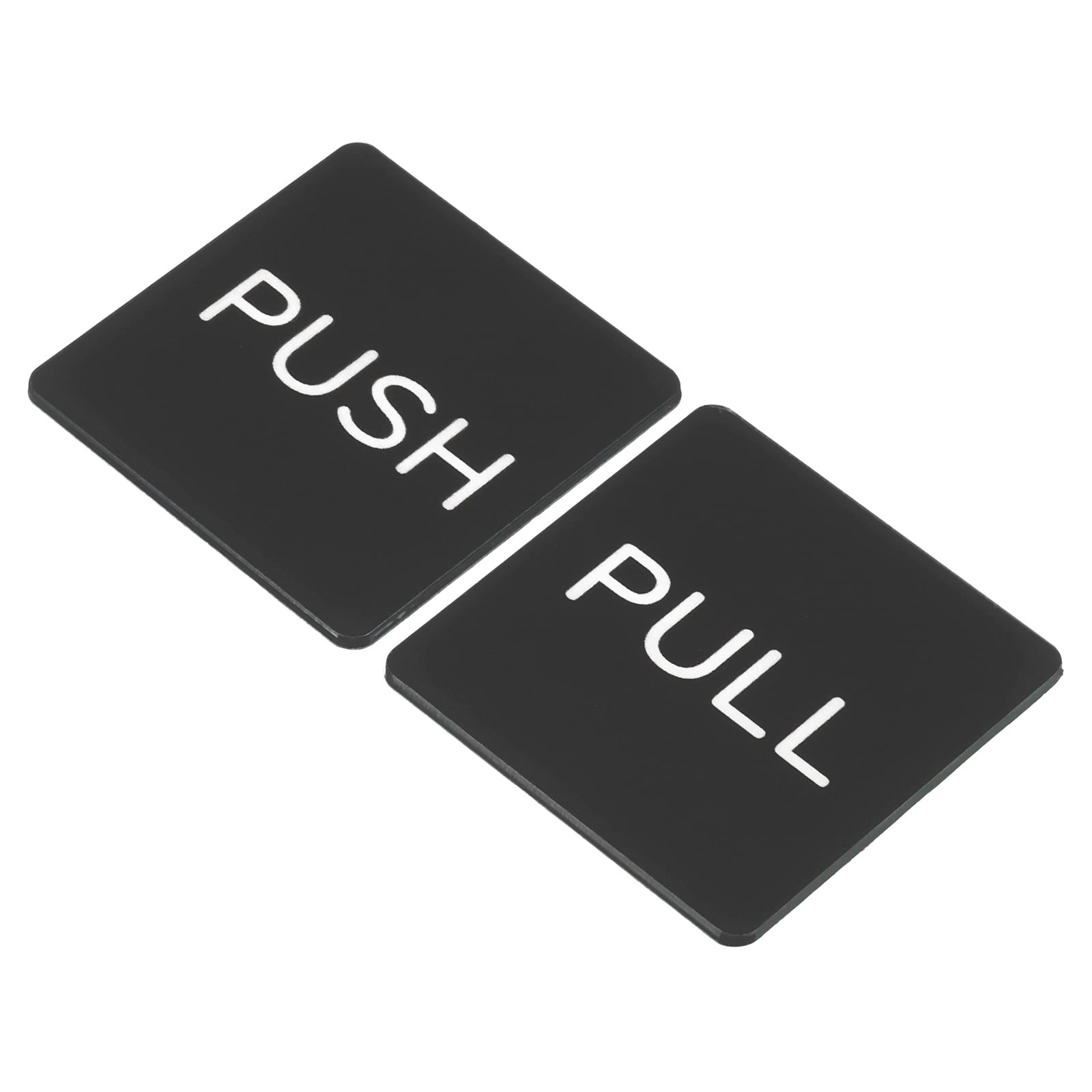 Uxcell Push Pull Door Sign Acrylic Self Adhesive Square Sticker Black ...