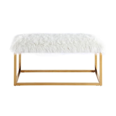 Chic Home Ricco Modern Contemporary Faux Fur Acrylic Leg Ottoman ...