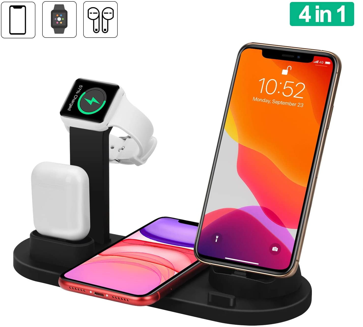 4 In 1 Wirelesse Charging Station Compatible For Airpods Iphone Iwatch