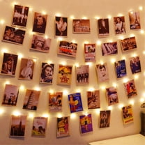 HXWEIYE 50LEDs Photo String Light, Warm White 16.4Ft Battery Powered ...