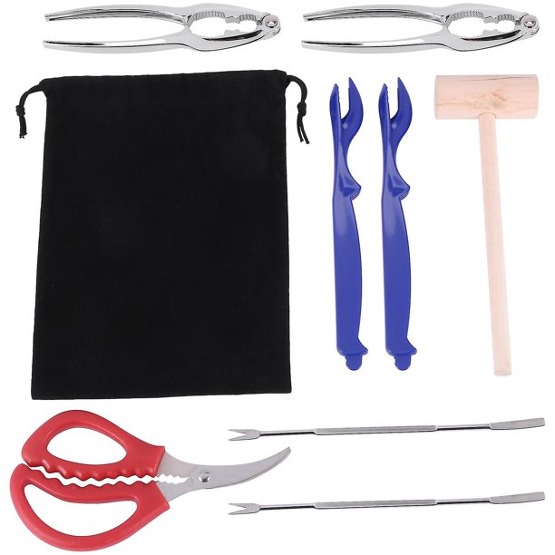 8 Pcs Seafood Set,includes 2 Crab Crackers,2 Lobster Shells, 2 Crab Leg ...