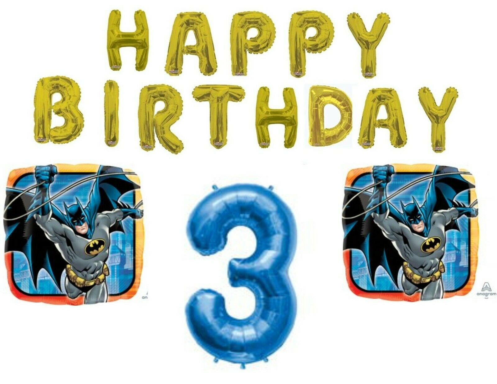 Batman 3rd Third Happy Birthday Letters Banner Party Balloons ...