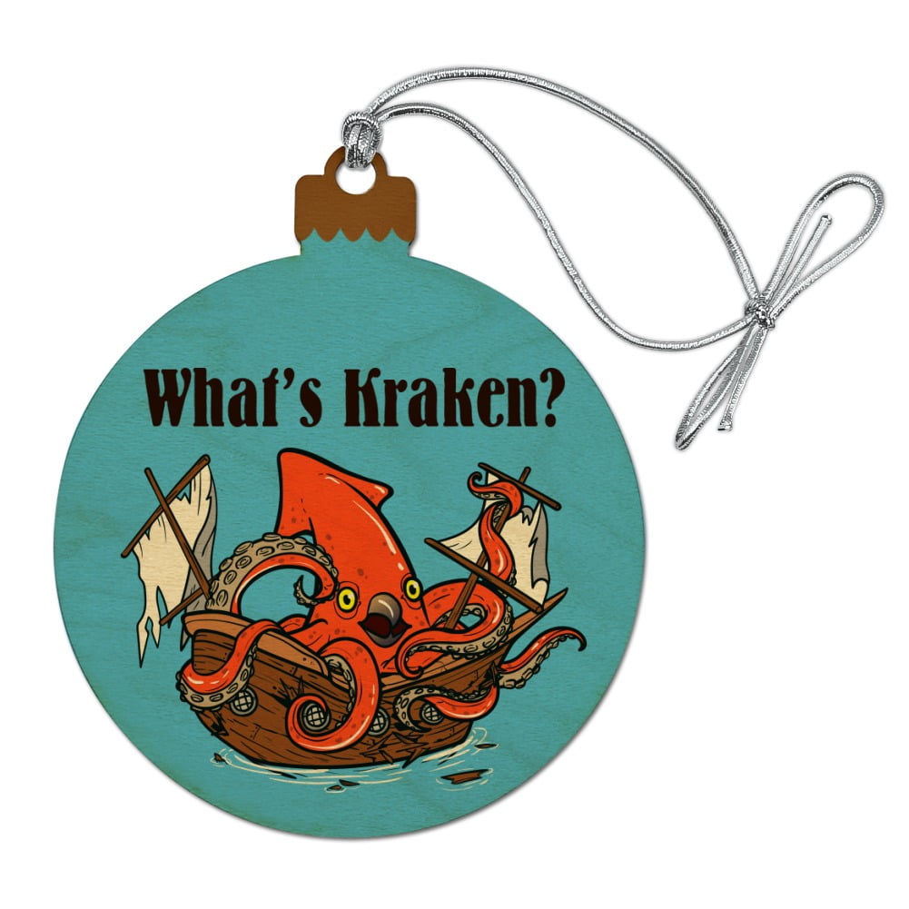 What's Kraken Giant Squid Destroying Ship Wood Christmas Tree Holiday ...
