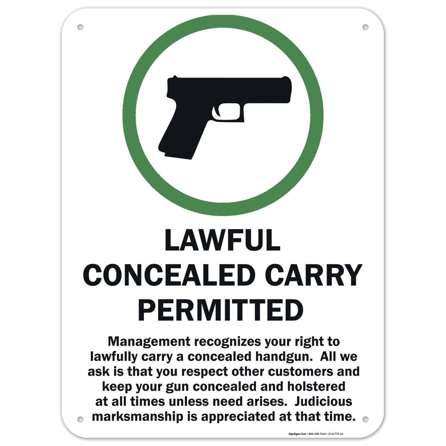 Lawful Concealed Carry Permitted Sign, - Walmart.com