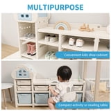 UNICOO® Kids Cream House Storage Organizer with 3-Tier Shelves, Storage ...