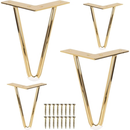 10CM Metal Furniture Legs, Set of 4 Iron Hairpin Table Legs with Screws ...