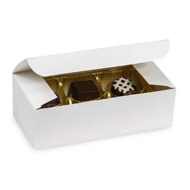 Pack Of 10, White Gloss Candy Box 1/2 Lb 5.5 X 2.75 X 1.75" 1 Pc Boxes ...