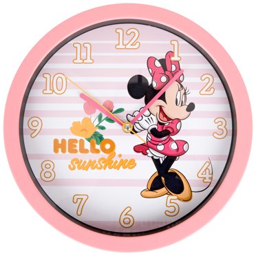 Disney Mickey & Minnie Mouse Cartoon Ears Quartz Wall Clock, Cordless ...