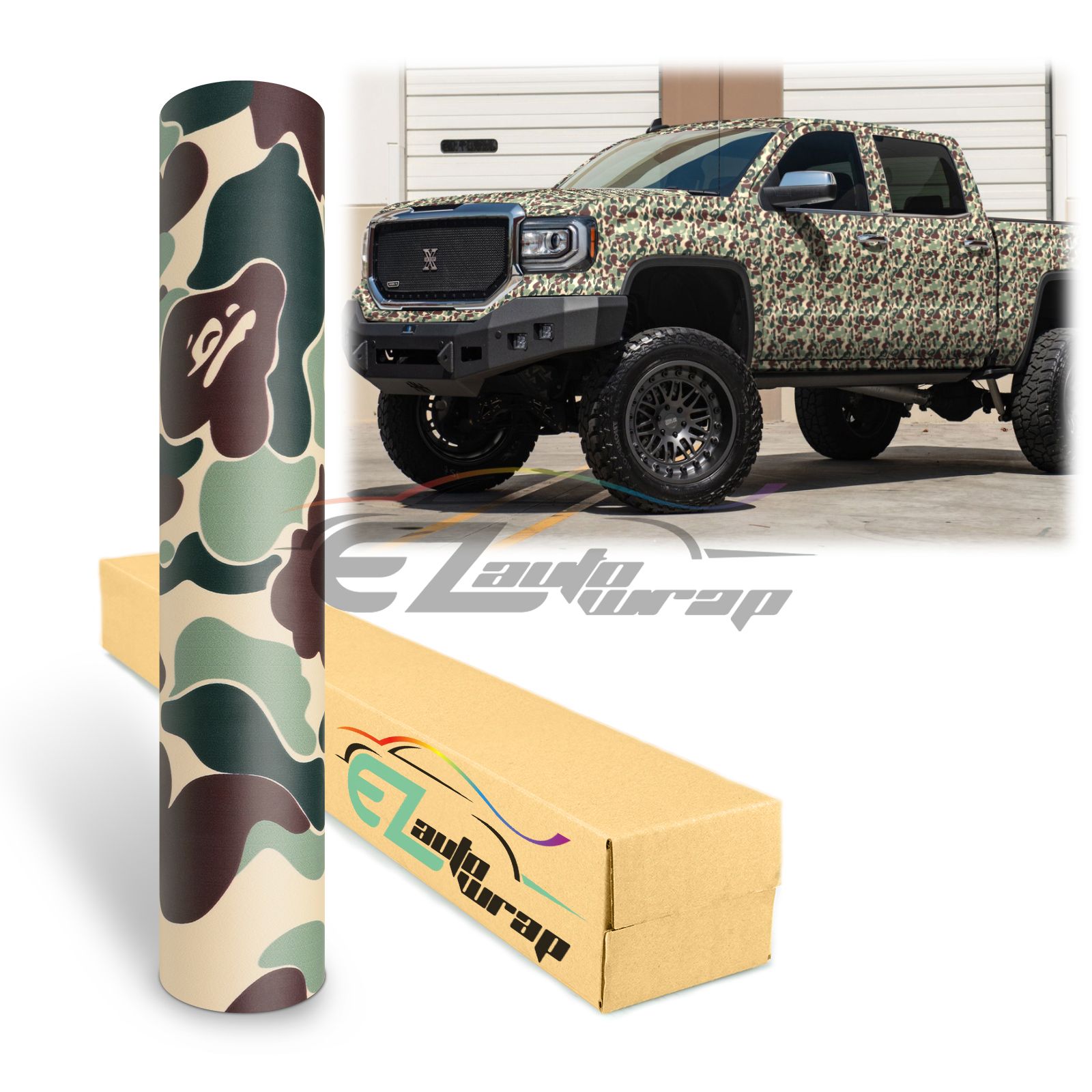 EZAUTOWRAP Camouflage Ape Green Car Vinyl Wrap Vehicle Sticker Decal ...