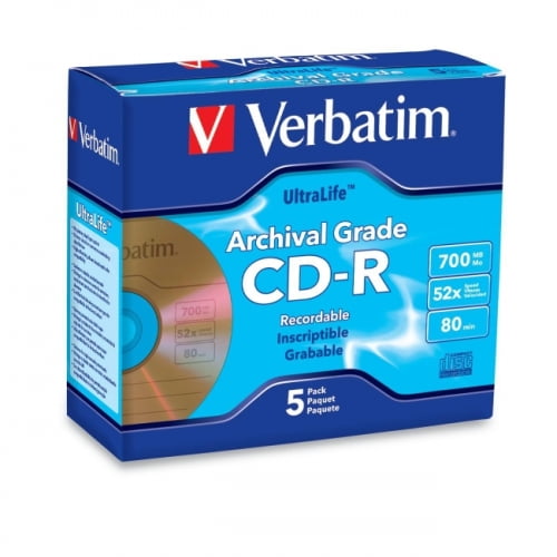 Verbatim CD-R 700MB 52X UltraLife Gold Archival Grade with Branded ...