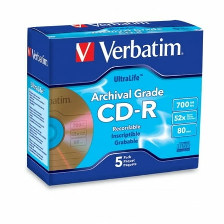 Verbatim CD-R 700MB 52X UltraLife Gold Archival Grade with Branded ...