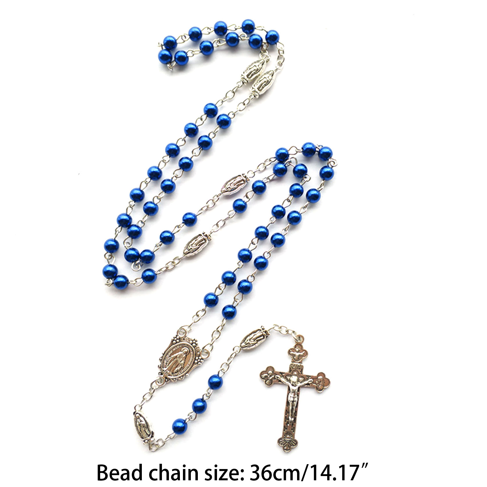 Buy Rosary Beads Necklace with Crucifix and Jesus Medal Catholic ...