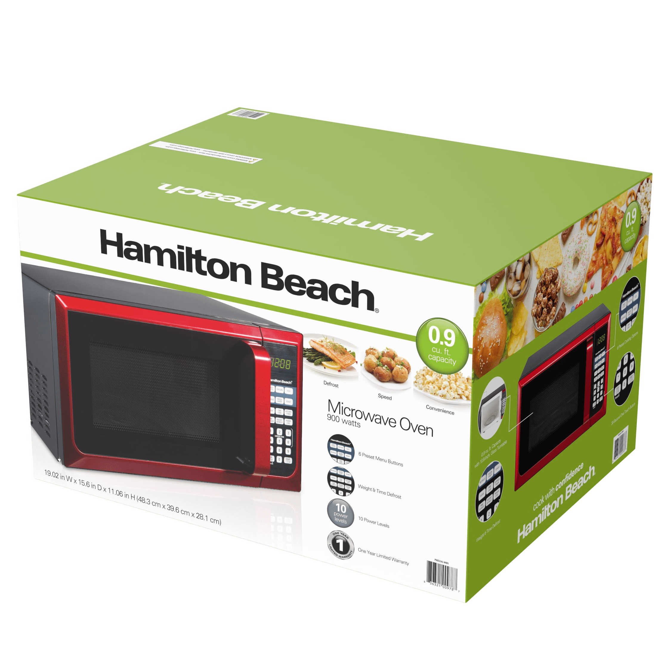 Hamilton Beach 0.9 cu. ft. Microwave Oven - 900 Watts, Red Stainless ...