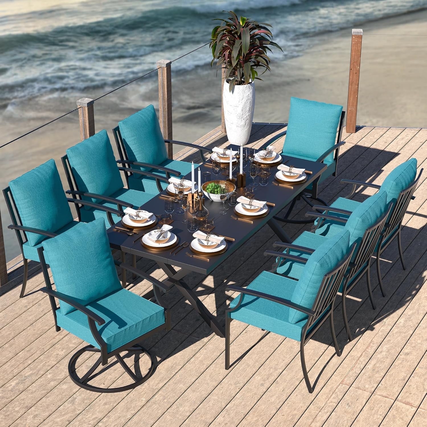 Click here for Kullavik 9 Pieces Dining Sets Of 8 fence Pattern B... prices