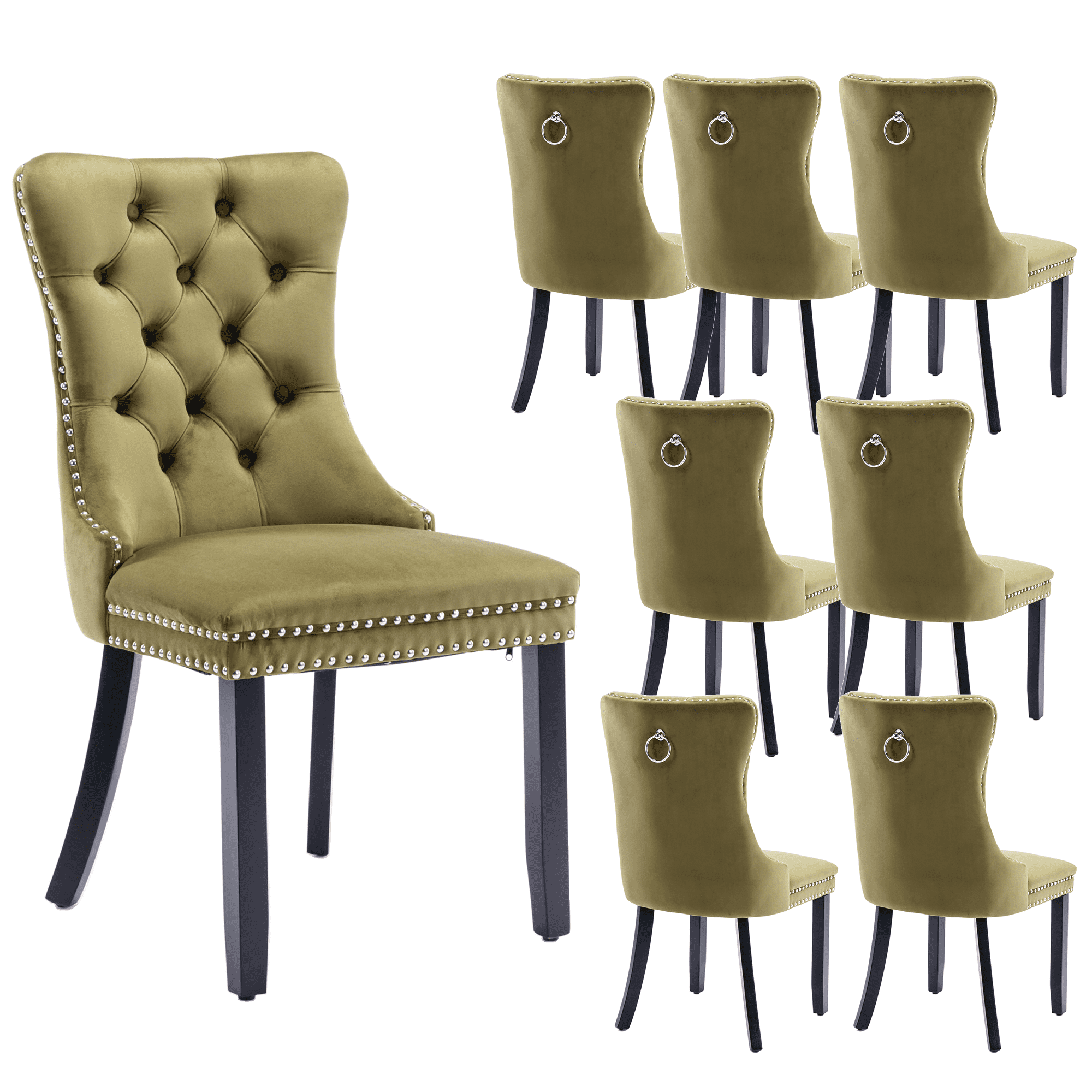 Contemporary Button Tufted Dining Chairs, High-end Velvet Upholstered ...