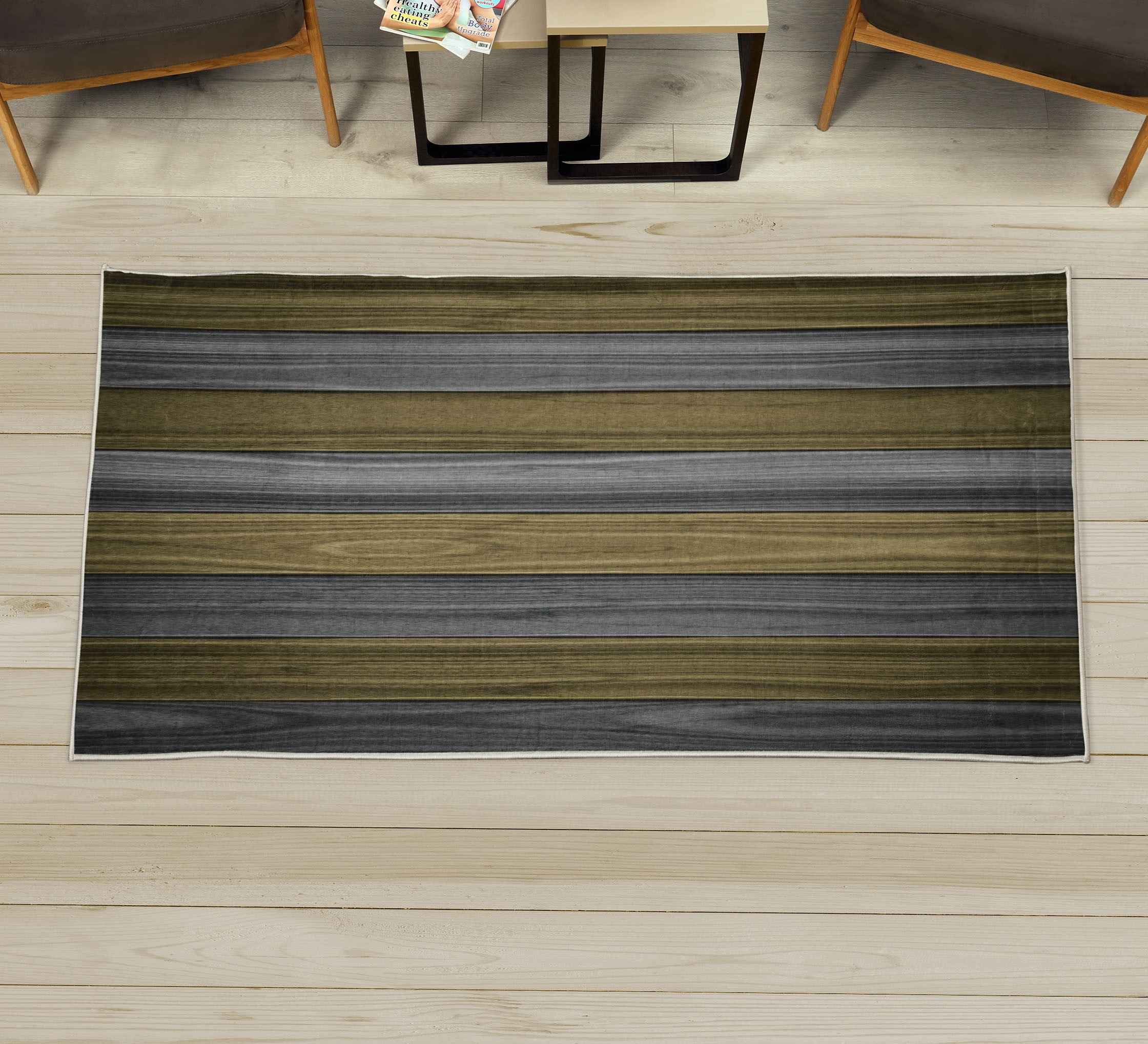 Rustic Decorative Rug, Vertical Wooden Planks Image Cottage Cabin Life ...