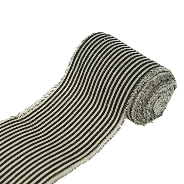 Printed Stripes Fringy Linen Ribbon, 3-Inch, 5-Yard - Black - Walmart.com