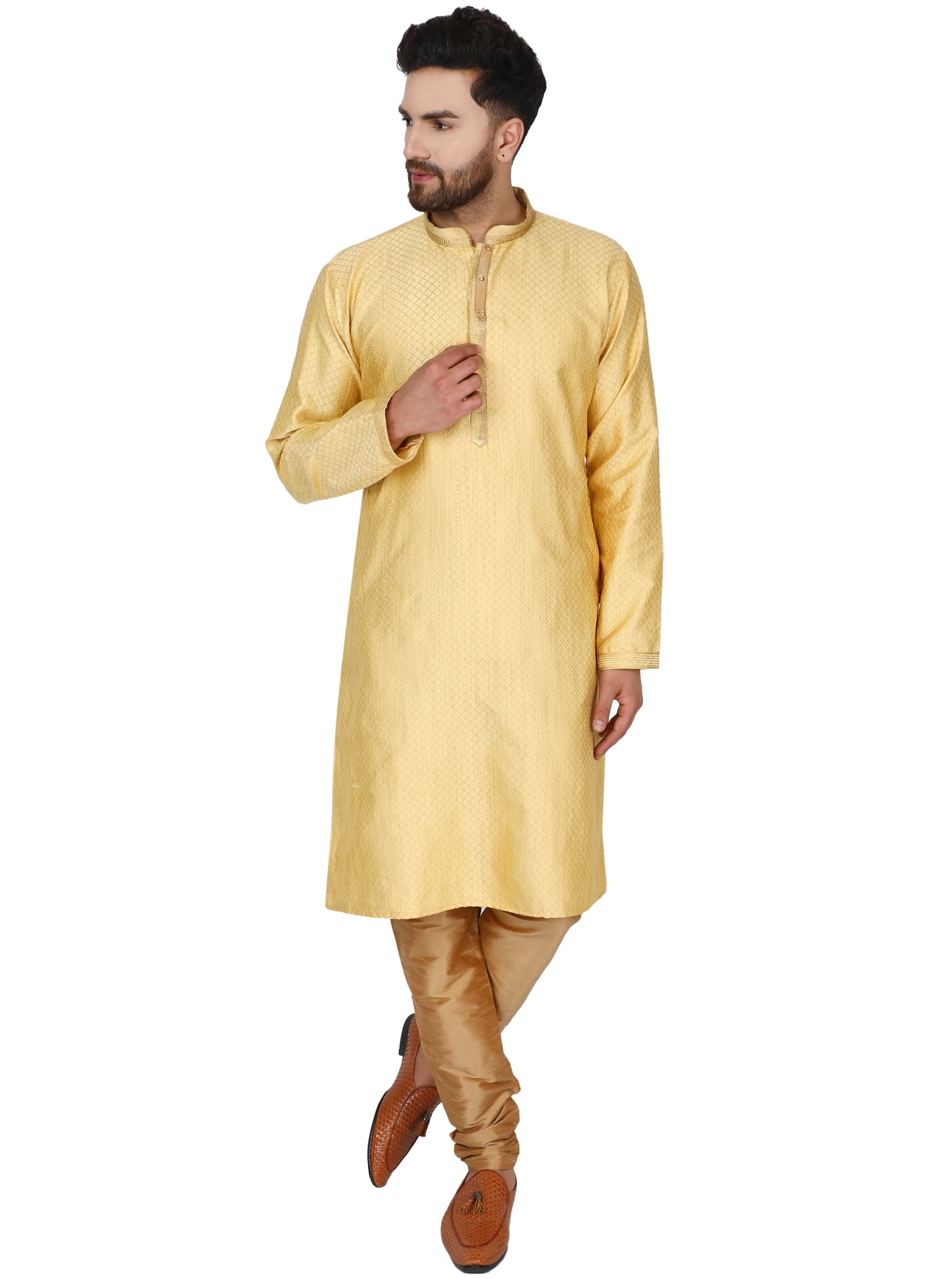 SKAVIJ Kurta Pyjama Set for Men Indian Traditional Wear Beige S ...