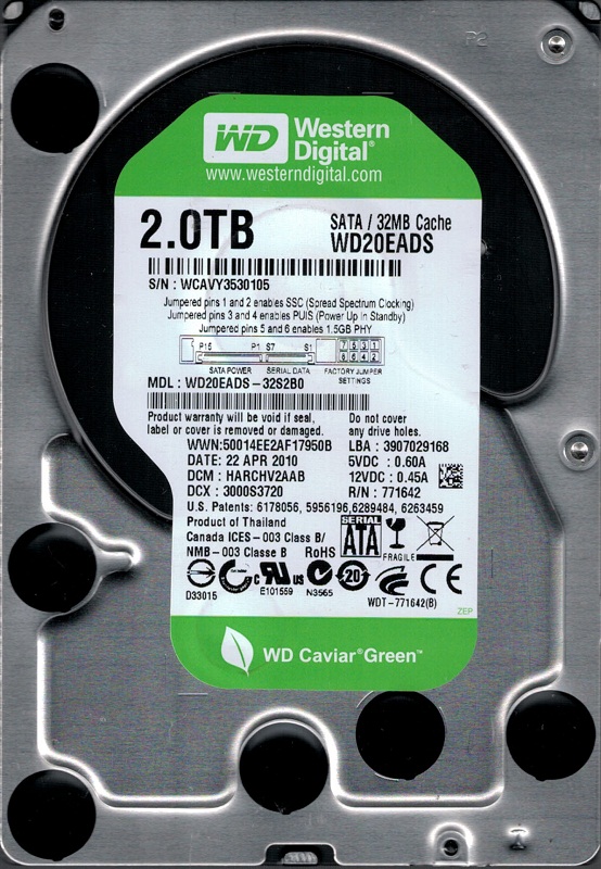WD20EADS-32S2B0 Western Digital DCM: HARCHV2AAB 2TB - Walmart.com
