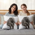 Abstract Art Pillow Covers Set of 2, Funny A Thinking Elephant Sitting ...