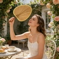 Hyknon Natural Palm Leaf Hand Woven Fan, Natural Bamboo Raffia Fans ...