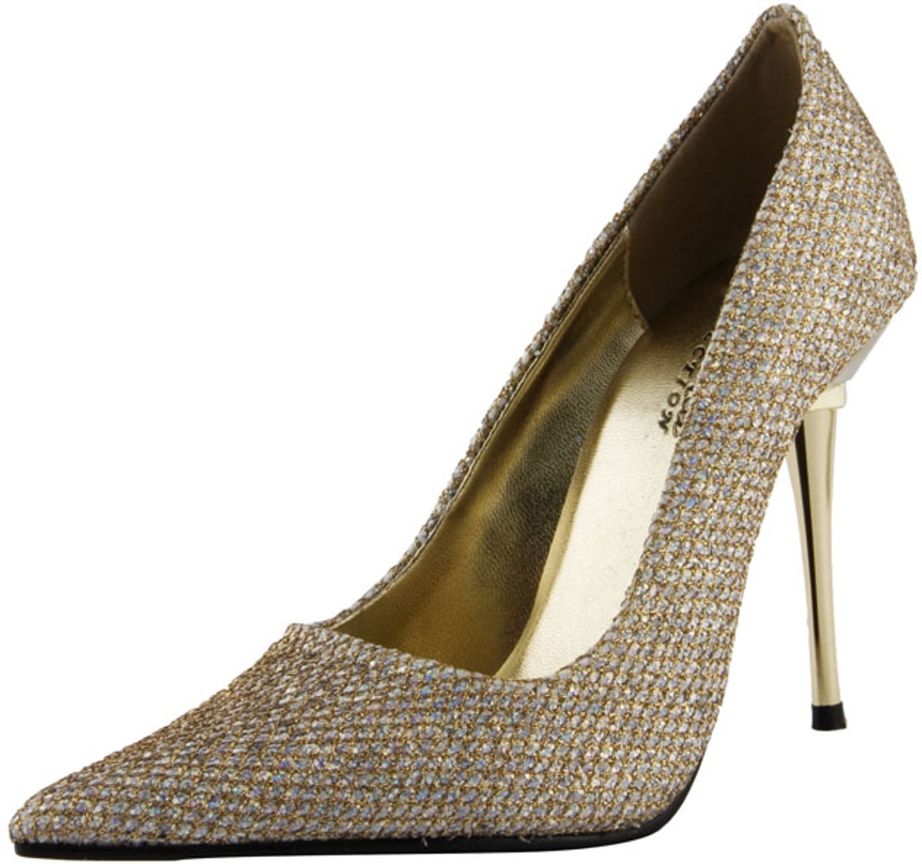 Women's Highest Heel Shoes 4" Woven Glitter Pump - Gold Woven Glitter ...