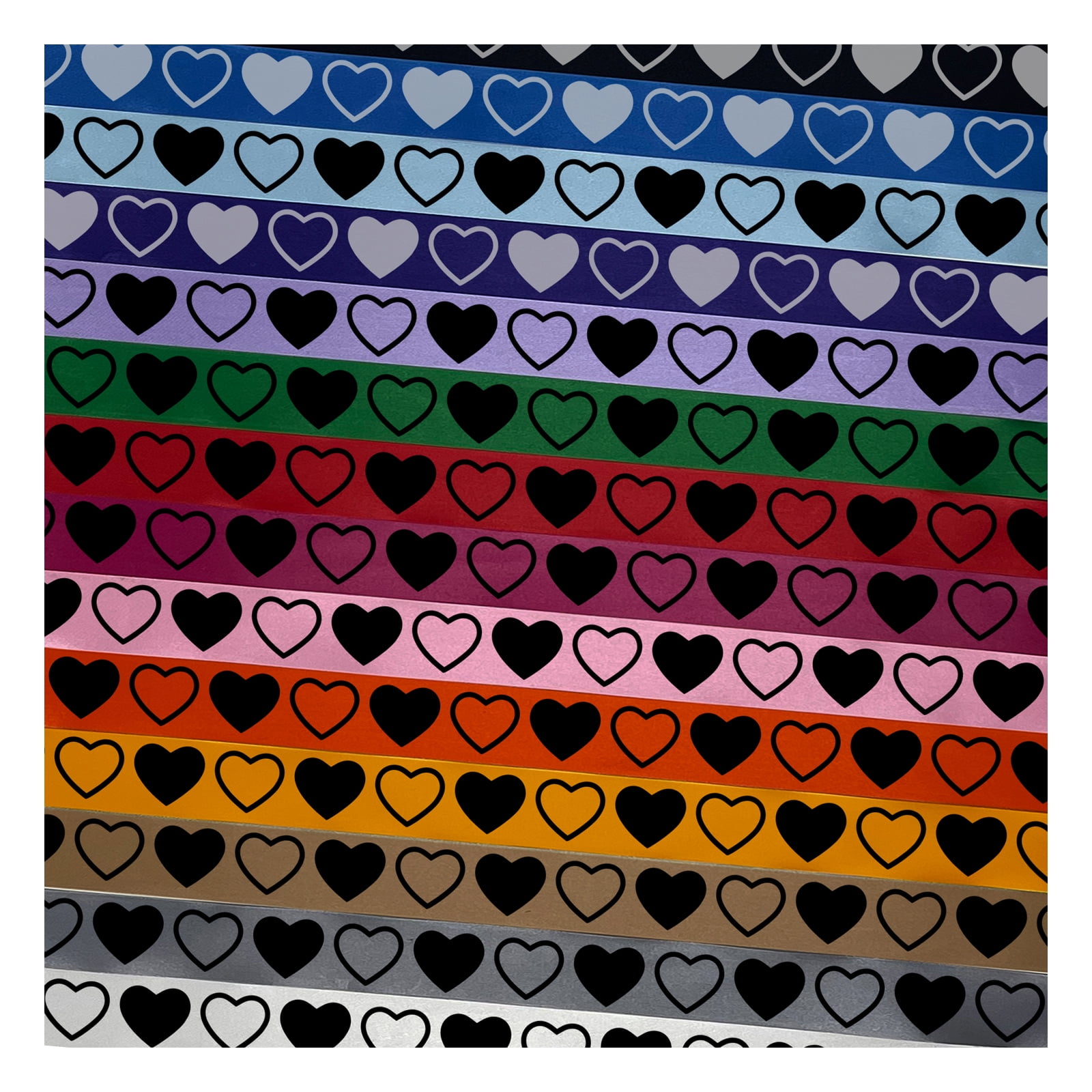 Heart Solid and Outline Border Satin Ribbon for Gift Wrapping Bows ...