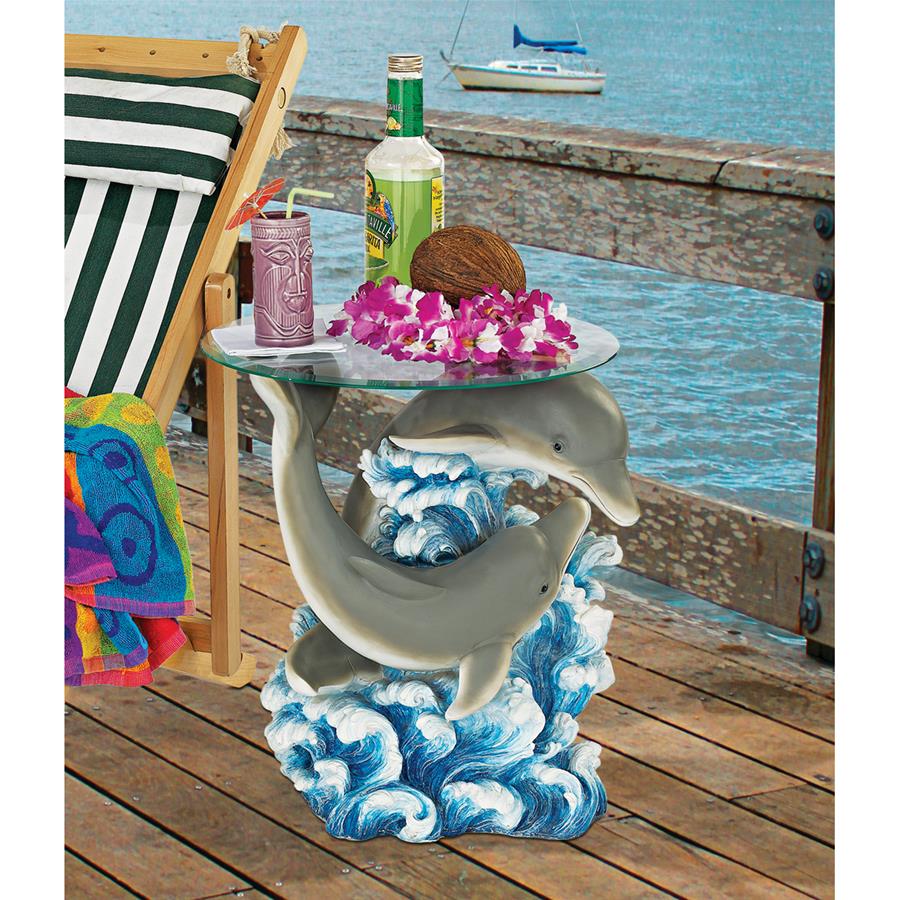 Design Toscano Dolphin Cove Glass-Topped Sculptural Table - Walmart.com