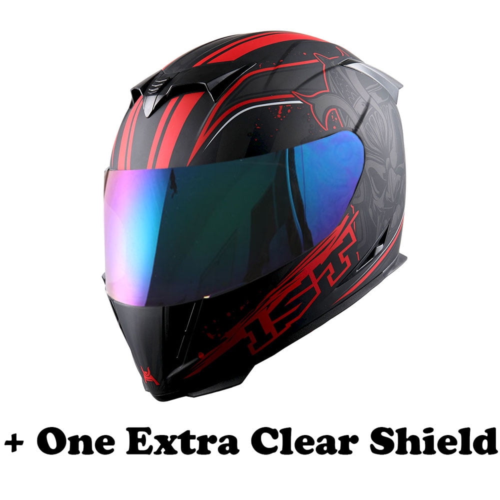 1Storm Motorcycle Full Face Helmet Street Bike Skull King HJK311 + One ...