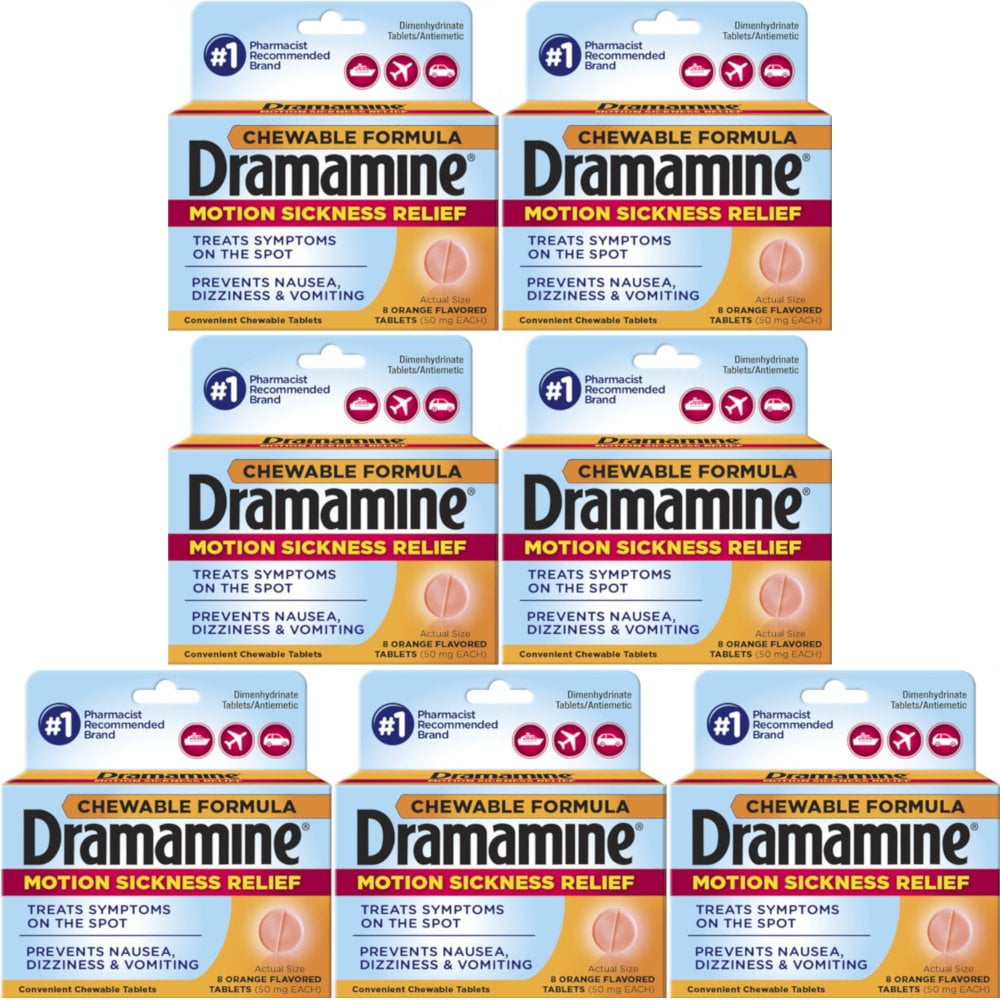 Dramamine Chewable Motion Sickness Prevent Nausea & Dizziness, 8ct, 7 ...