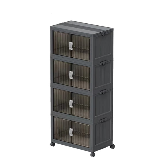 51QT 4 Tier Stackable Storage Bins with Magnetic Front Door & Top Lid ...
