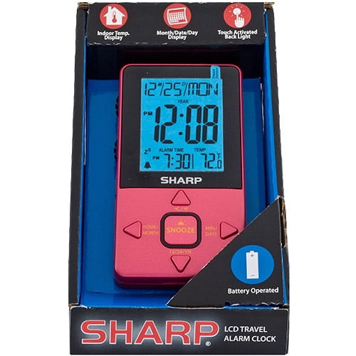 Sharp LCD Travel Alarm Clock, Pink Case - Walmart.com