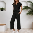 Bibifish Womens 2 Piece Outfits Capri Pants Short Sleeve Cropped Henley ...