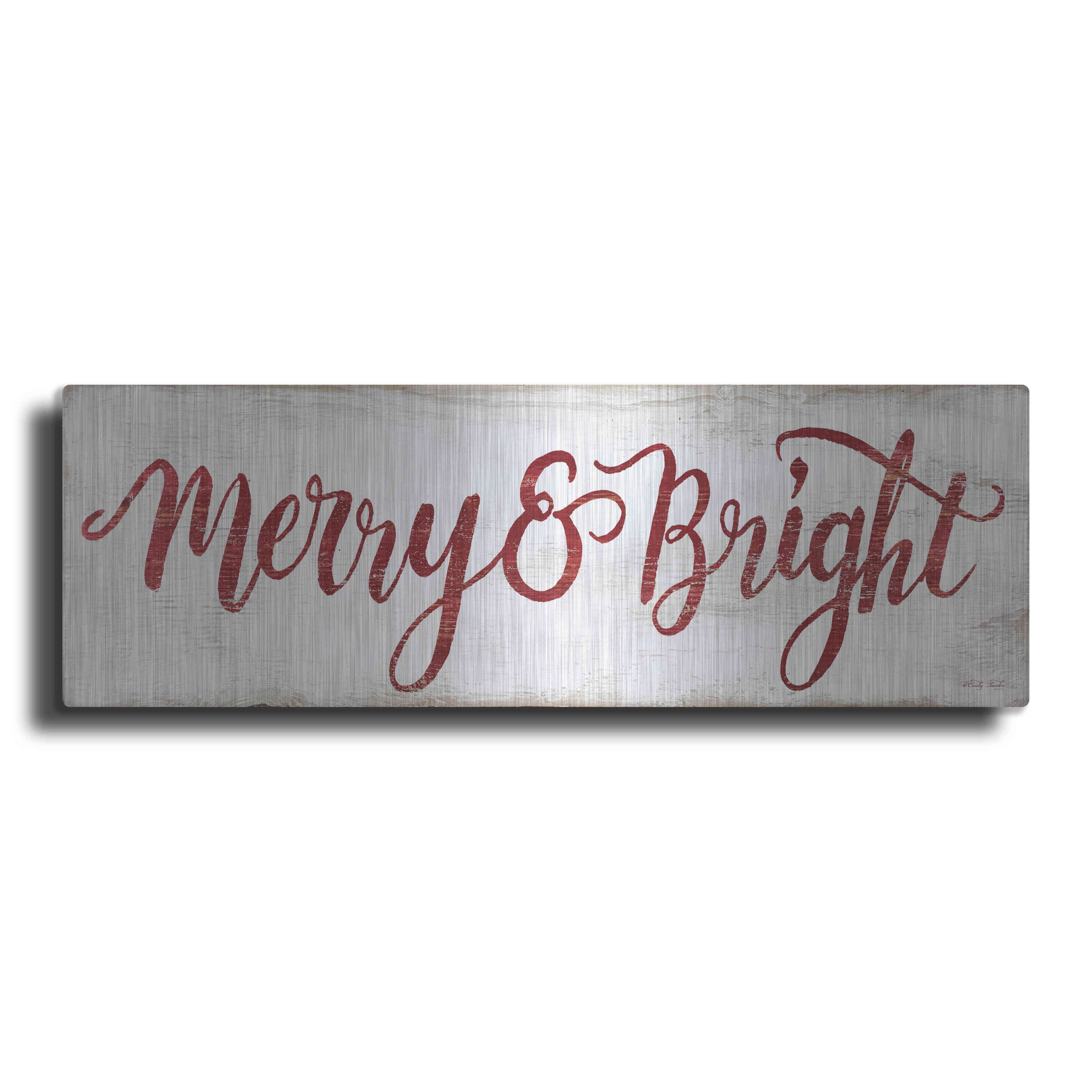 Luxe Metal Art 'Merry & Bright Cursive' by Cindy Jacobs, Metal Wall Art ...