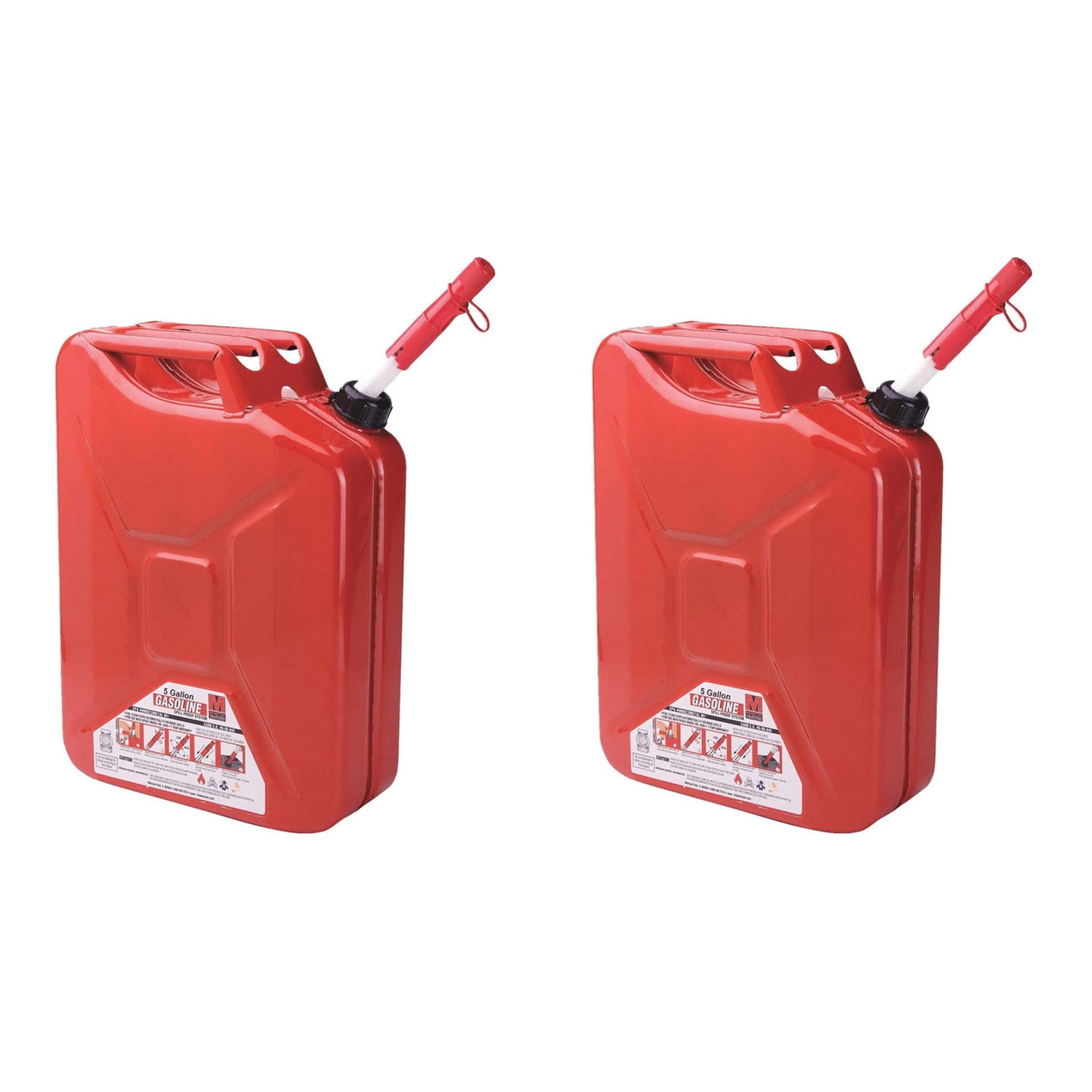 Midwest Can Company 5-Gallon Metal Gas Can with Quick Flow Spout, Red ...