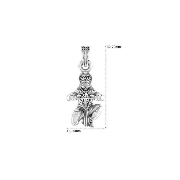 Sterling Silver 92.5 purity God Hanuman Pendant for Men Women Pure Silver Lord Bajrang Bali Locket for Good Health Wealth INCLUDING Silver