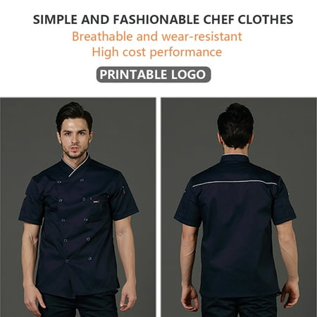 Cotton Chef Uniform Summer Short Sleeve Shirts for Men Chef Jacket ...